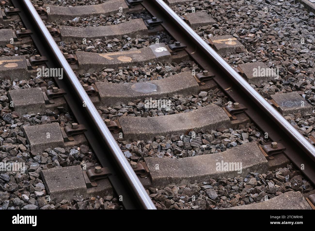 Detail of a section of railway rail Stock Photo - Alamy