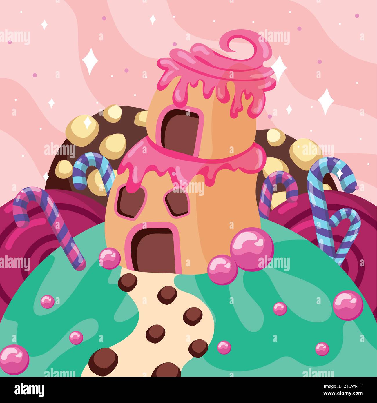 Colored candy land landscape view Vector Stock Vector Image & Art - Alamy