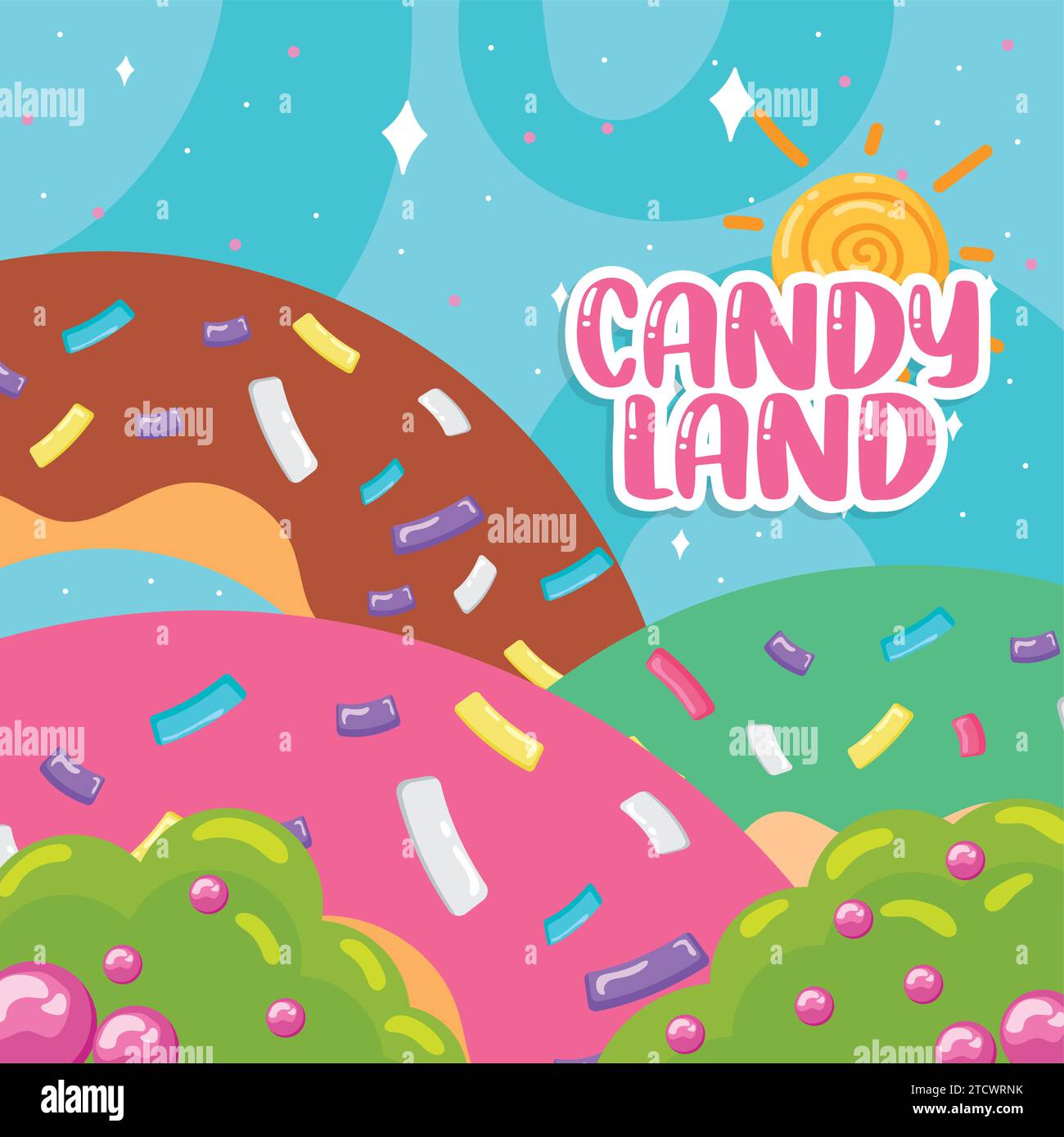 Colored candy land landscape view Vector Stock Vector Image & Art - Alamy