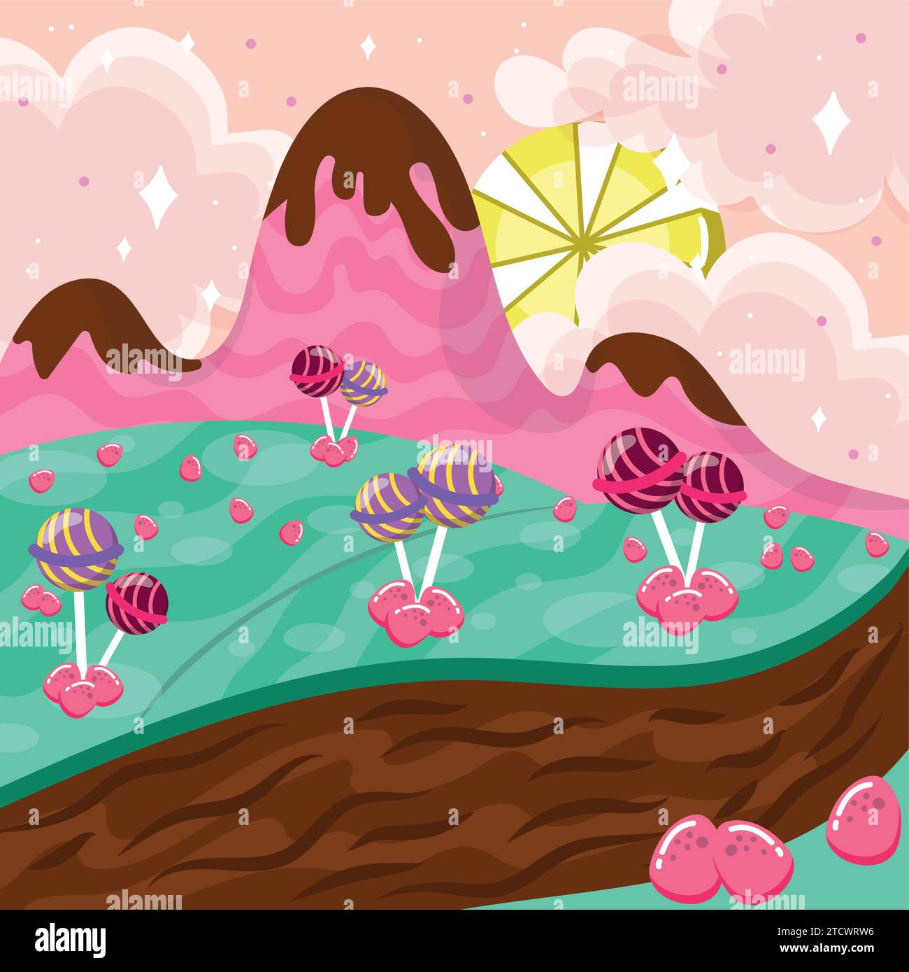 Colored candy land landscape view Vector Stock Vector Image & Art - Alamy