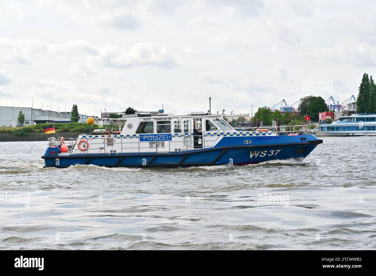 Police ship in the old port of Hamburg, Germany Stock Photo - Alamy