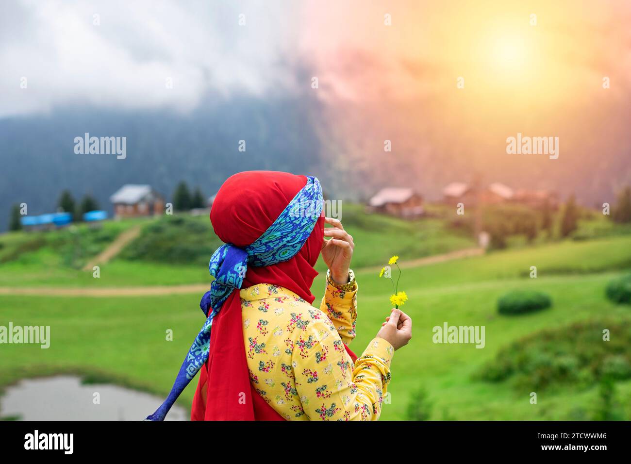 Aerial girl in long dress hi-res stock photography and images - Alamy