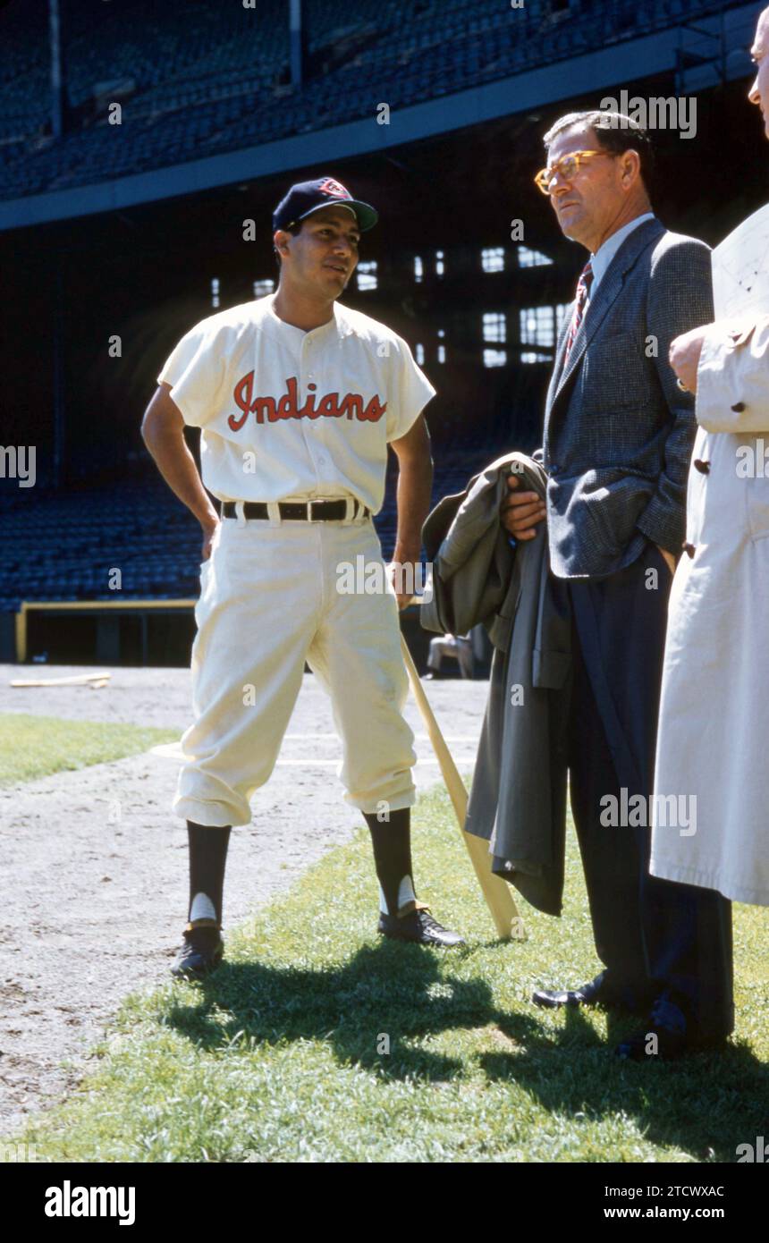 CLEVELAND, OH - MAY 26: Bobby Avila #1 of the Cleveland Indians talks ...