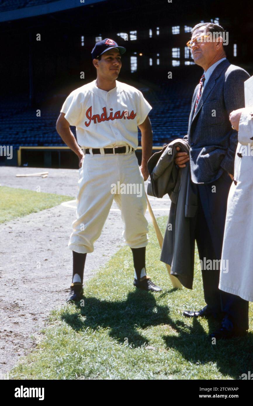 CLEVELAND, OH - MAY 26: Bobby Avila #1 of the Cleveland Indians talks ...