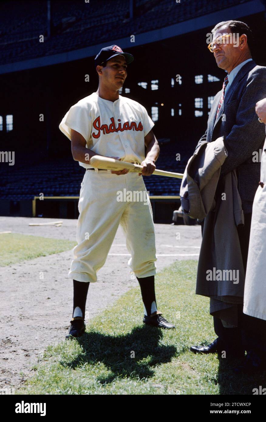 CLEVELAND, OH - MAY 26: Bobby Avila #1 of the Cleveland Indians talks ...