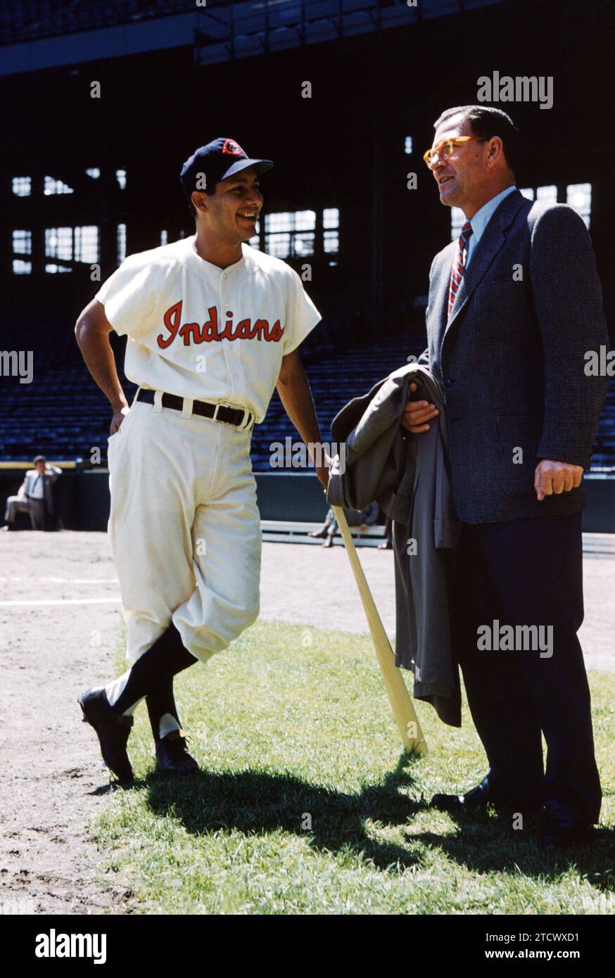 CLEVELAND, OH - MAY 26: Bobby Avila #1 of the Cleveland Indians talks ...