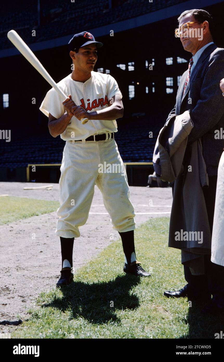 CLEVELAND, OH - MAY 26: Bobby Avila #1 of the Cleveland Indians talks ...