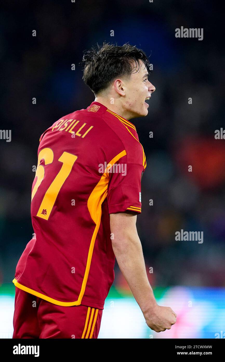 Rome, Italy. 14th Dec, 2023. Niccolo' Pisilli of AS Roma celebrates ...