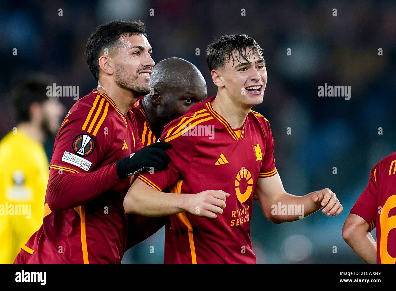 Rome, Italy. 14th Dec, 2023. Niccolo' Pisilli of AS Roma celebrates ...