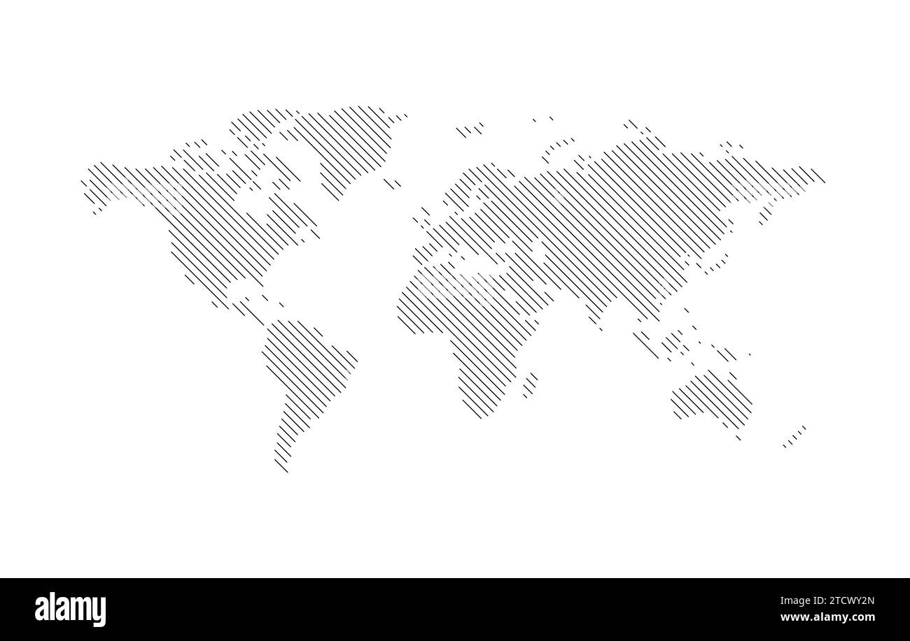 World map - hatched silhouette of the continents on planet Earth ...