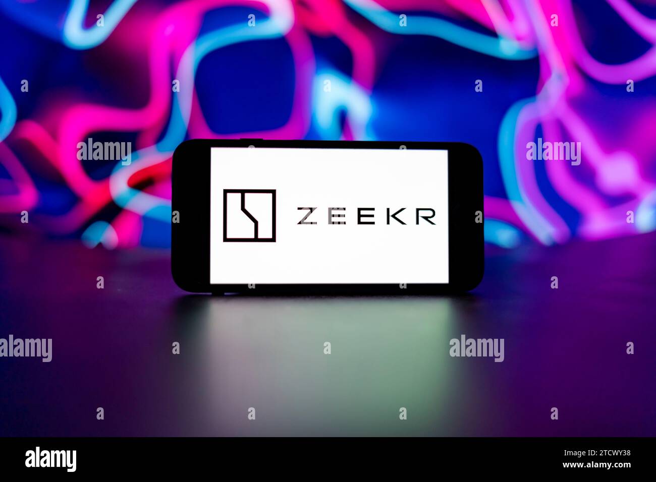 In this photo illustration, the Zeekr logo seen displayed on a mobile ...