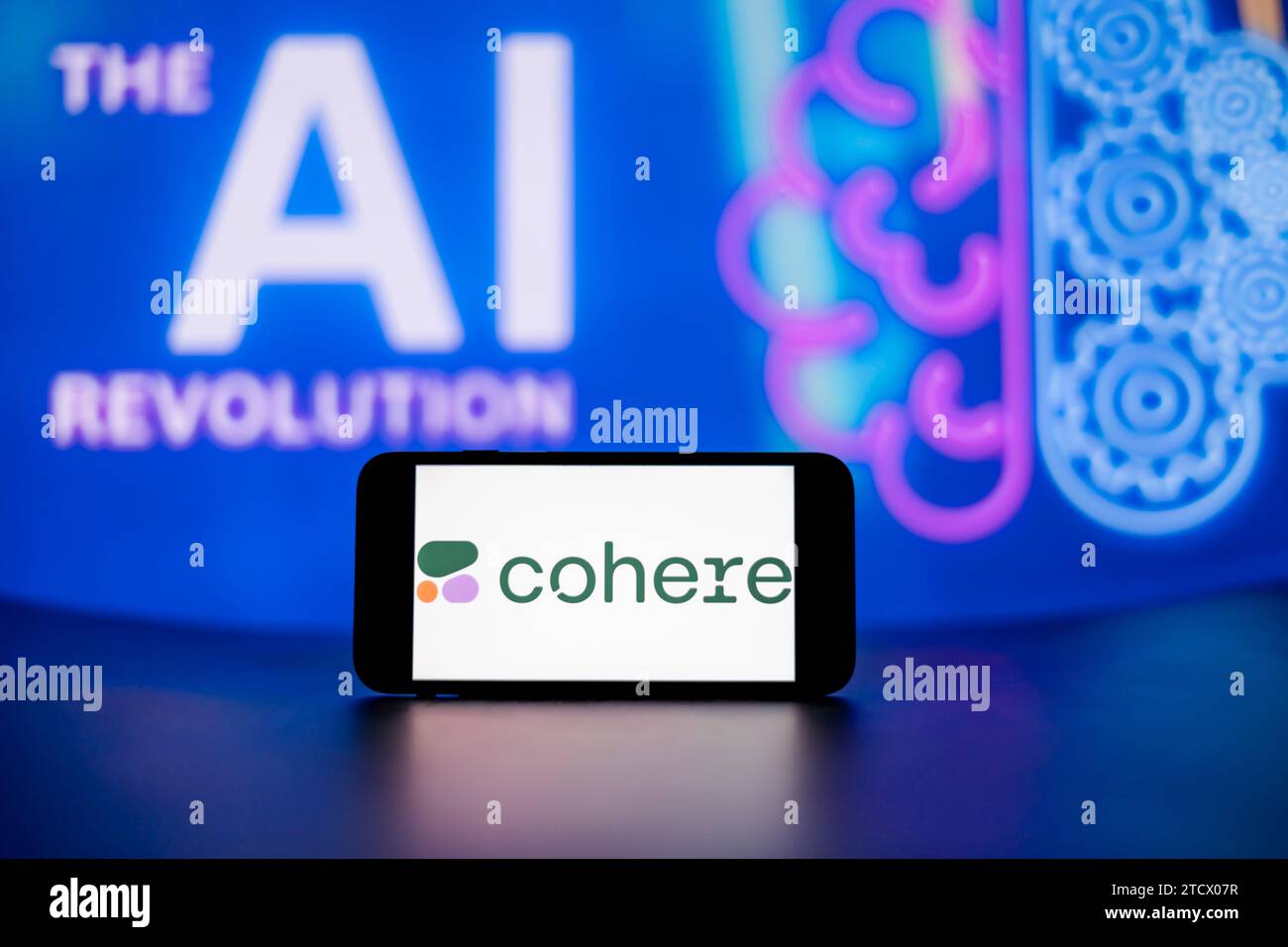 India. 14th Dec, 2023. In this photo illustration, the CoHere logo seen ...