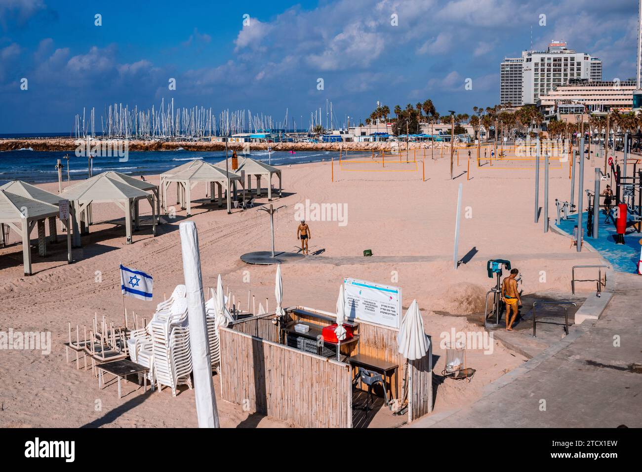Tel Aviv, Israel - December 14, 2023 Beaches are known for their ...