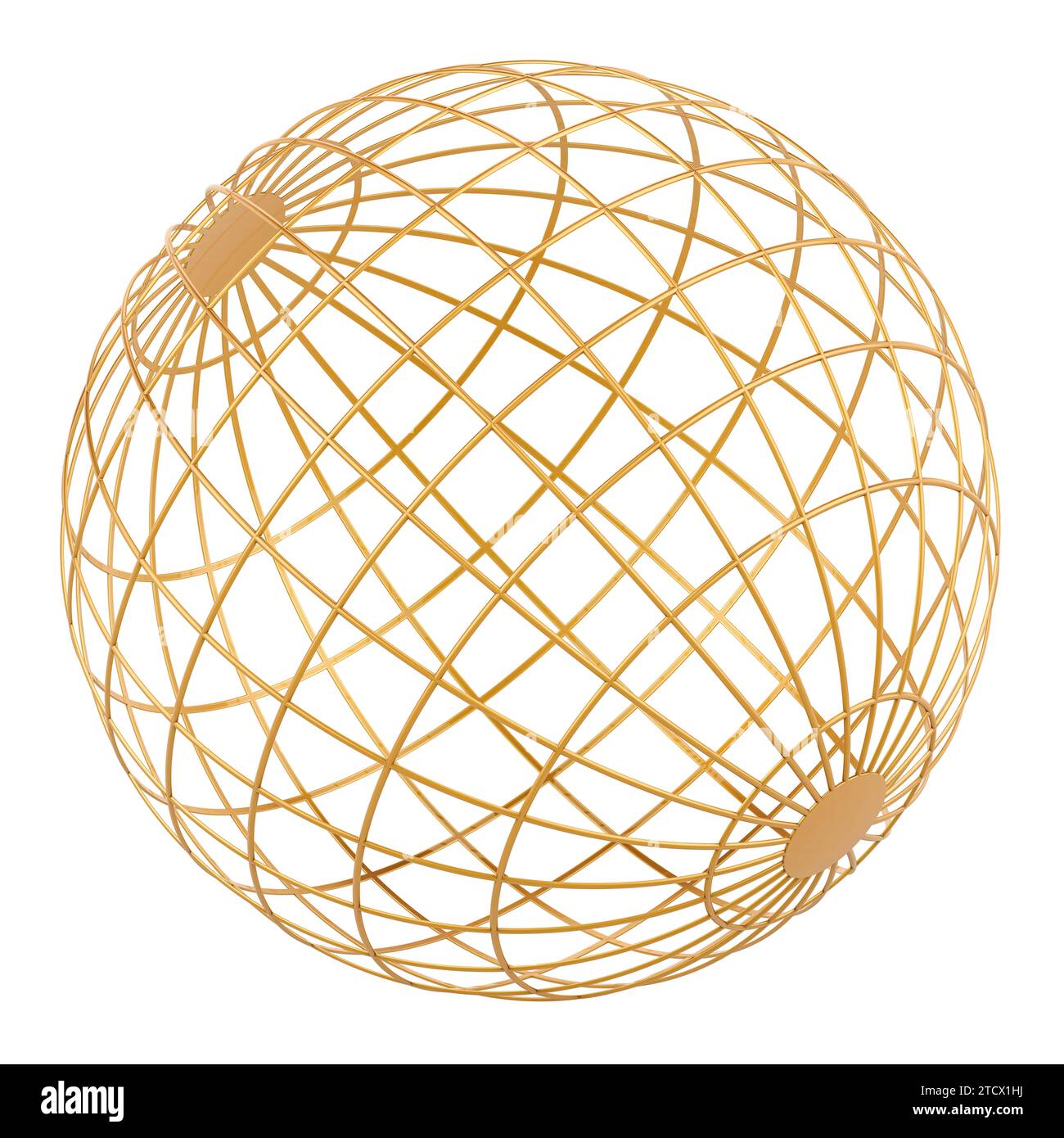 Abstract Golden Hollow Sphere. Lattice sphere, 3D rendering isolated on ...