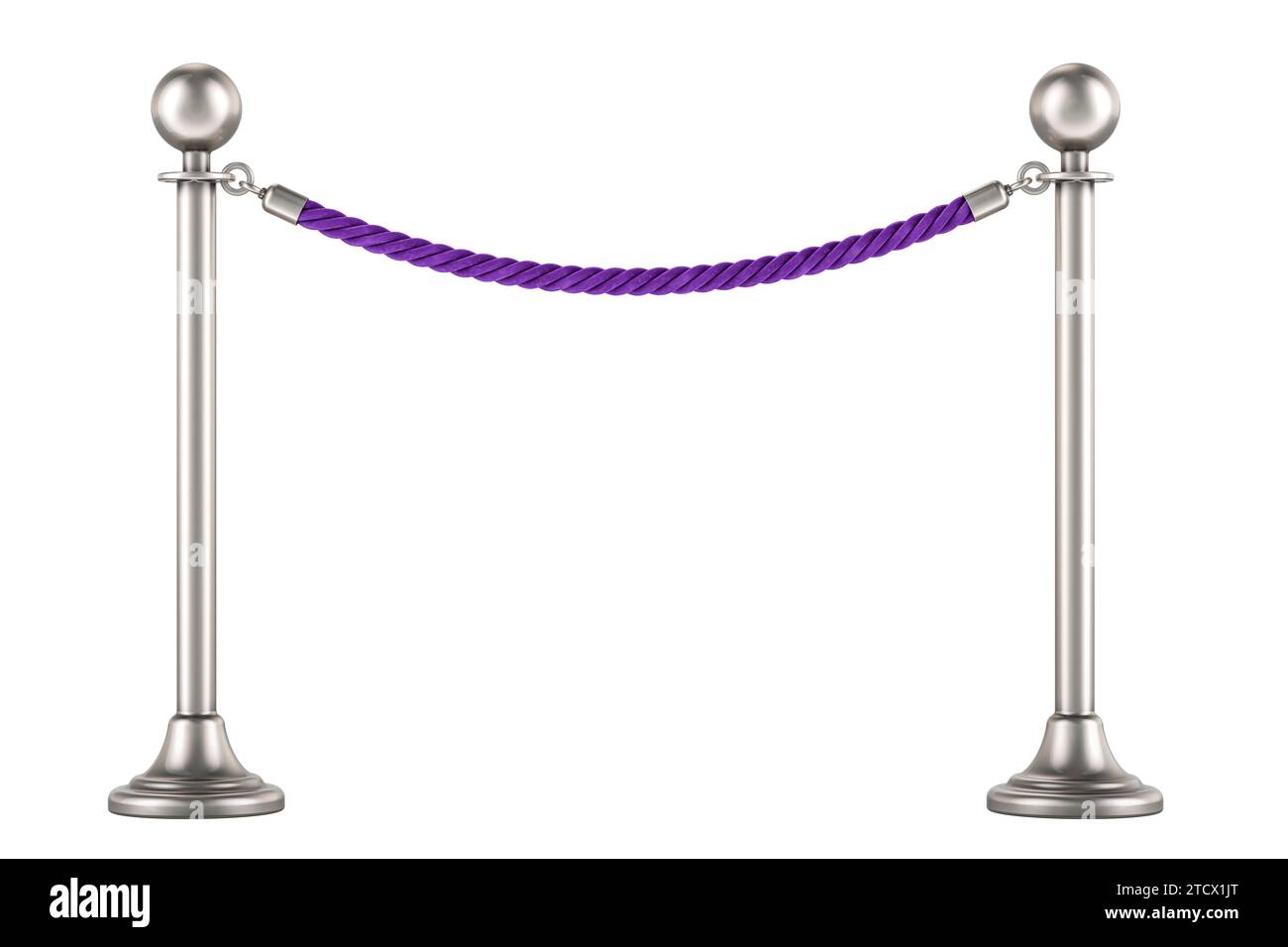 Violet barrier rope, 3D rendering isolated on white background Stock ...