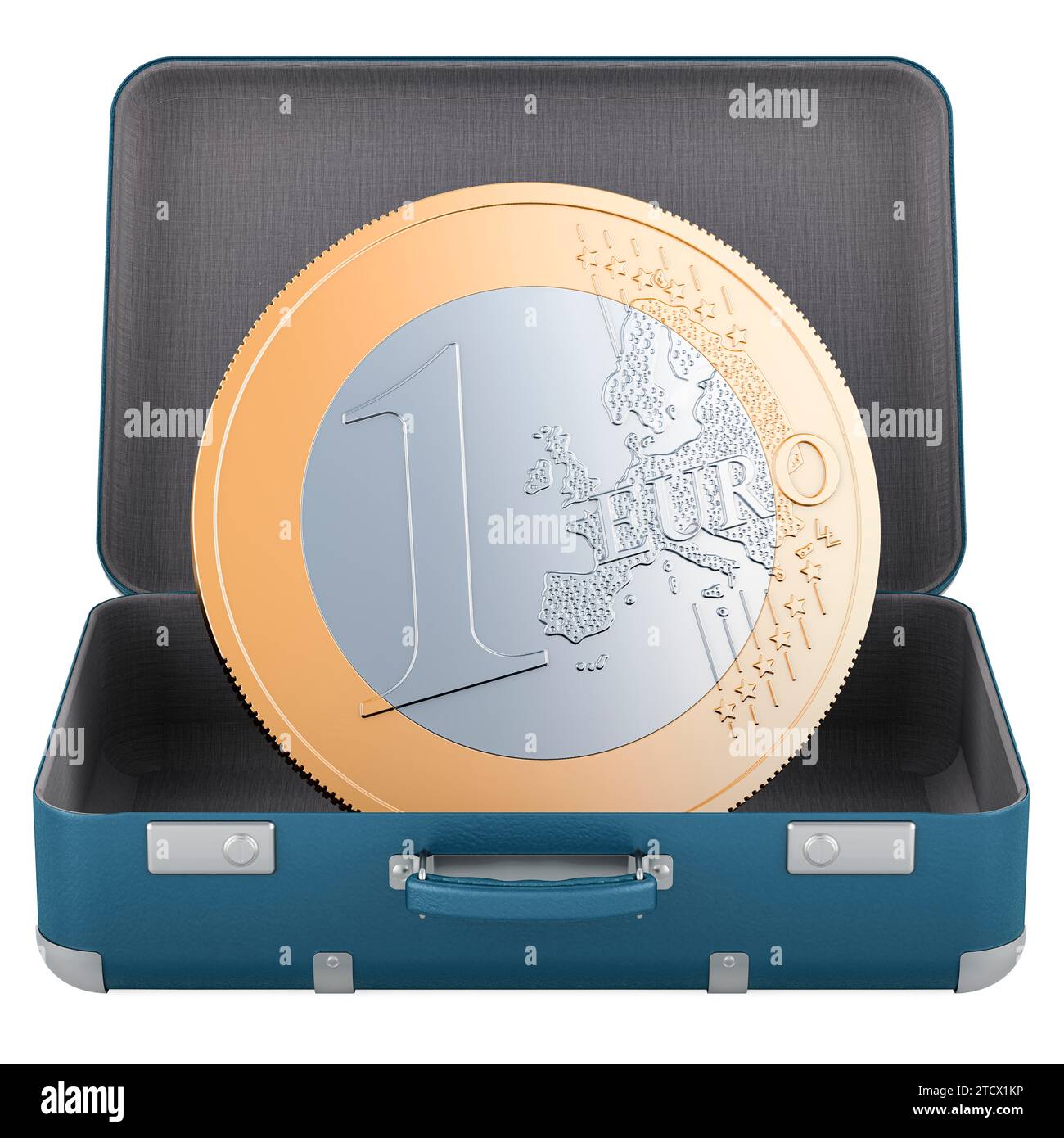 Suitcase with euro coin inside. Saving Money in Travel, concept. 3D ...