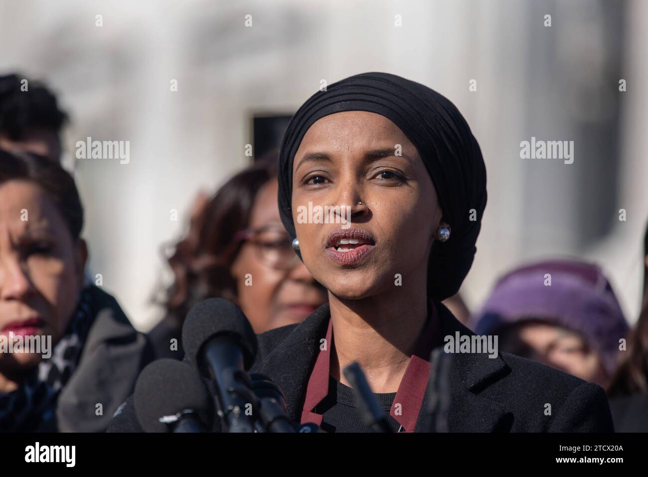United States Representative Ilhan Omar Democrat of Minnesota speaks ...