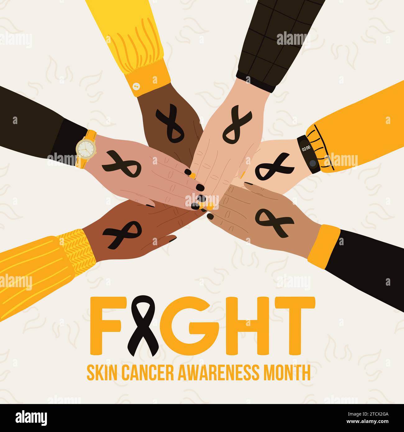 Skin Cancer Awareness Month illustration. Female hands stacking ...