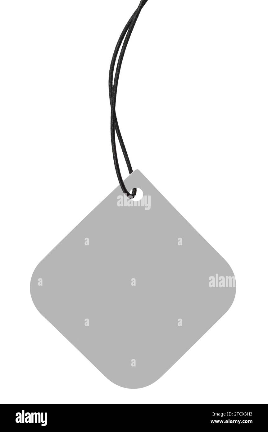 Blank Grey Cardboard Sale Tag And Black String, Empty Square Price ...