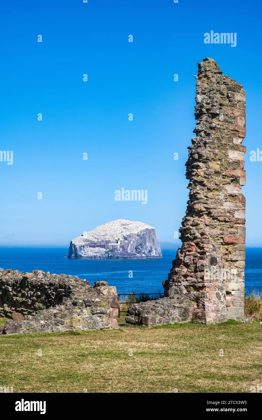 The Bass Rock viewed through the ruins of the North Range at Tantallon ...