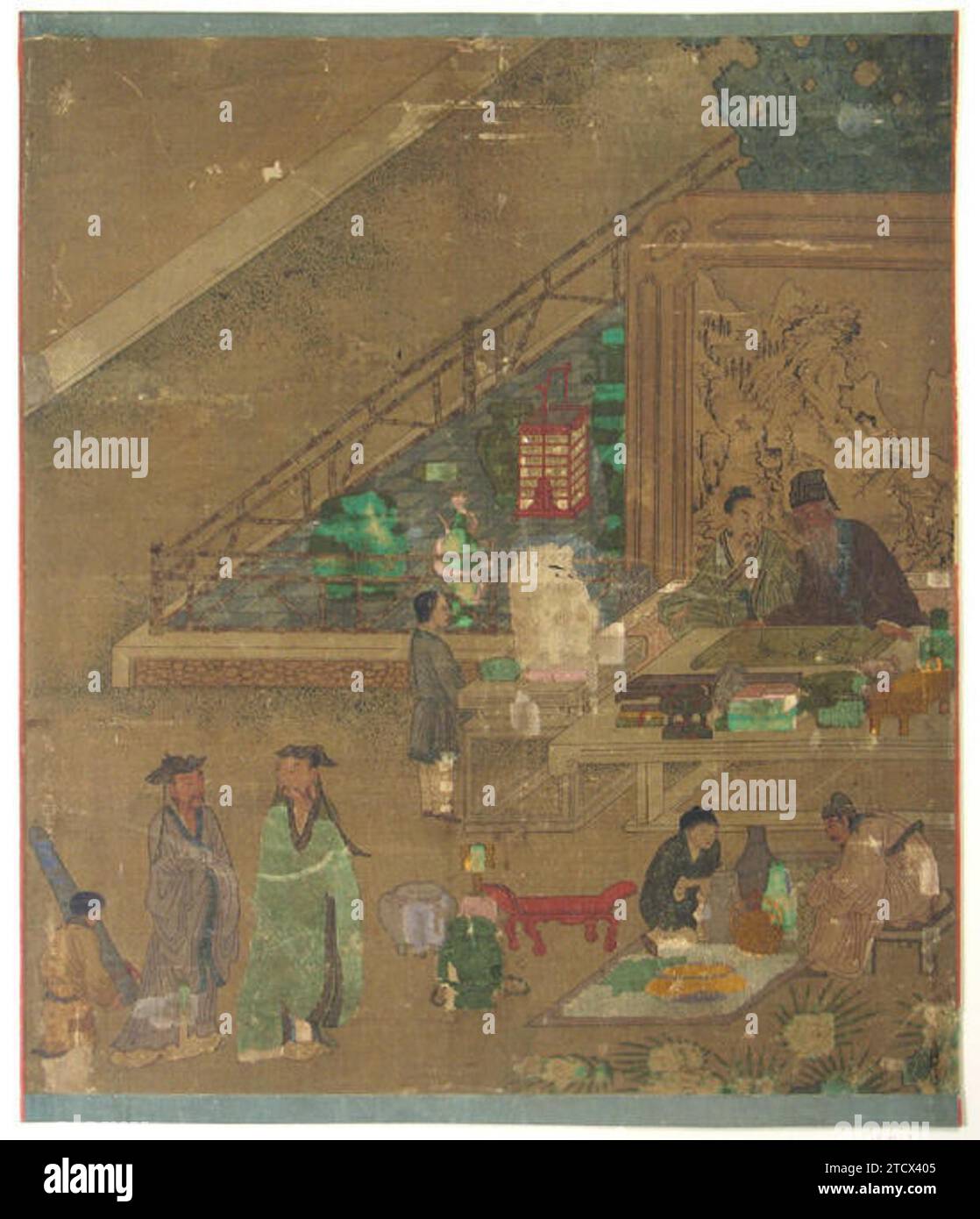 Examining Antiques at Literati Gathering 1915 by Wang Li Mu Stock Photo ...