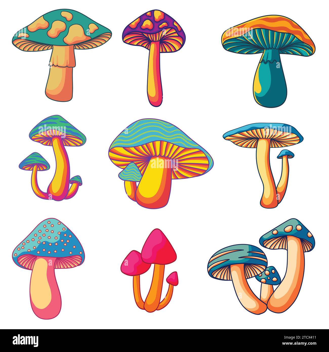 Mushrooms elements set collection vector illustration for your company ...