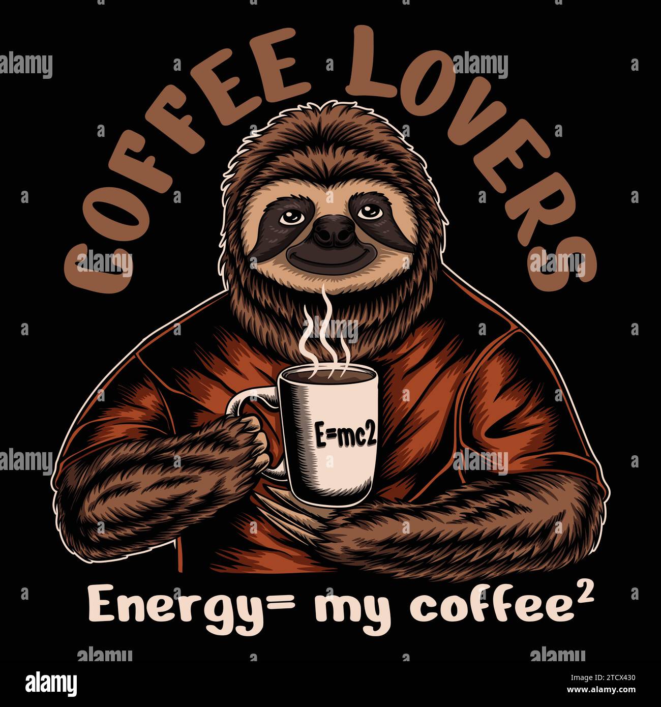 Sloth character coffee lovers vector illustration for your company or ...