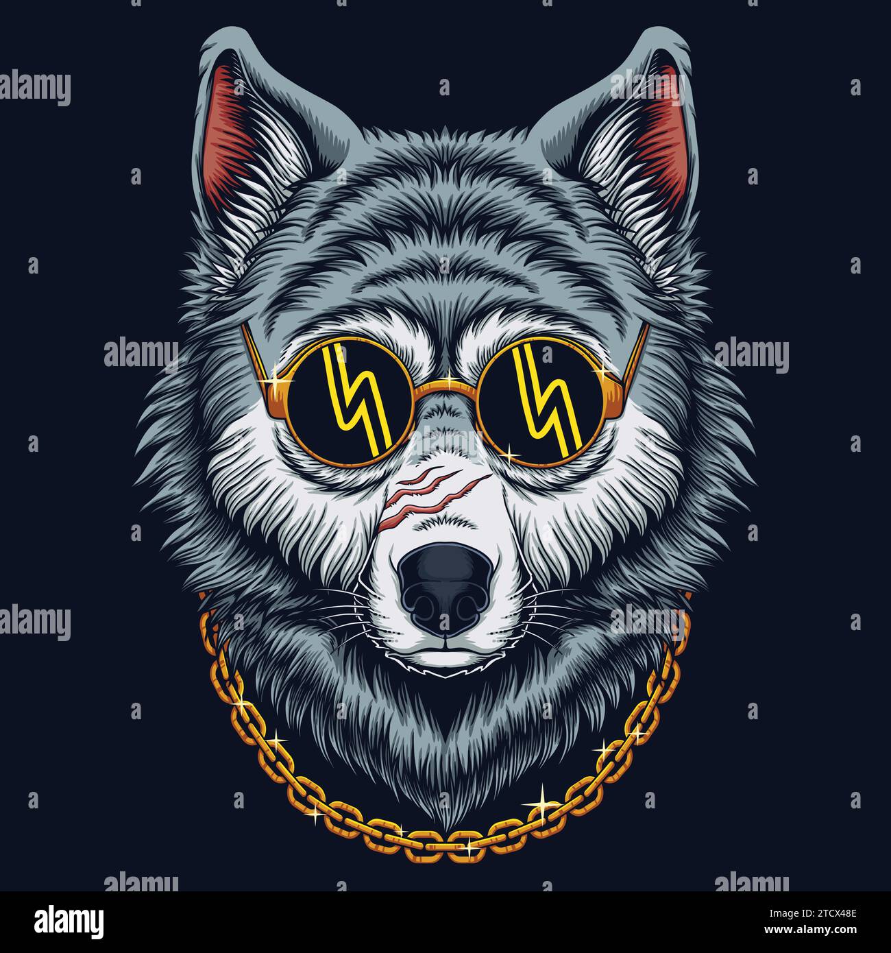 Wolf head cool gangster style vector illustration for your company or ...
