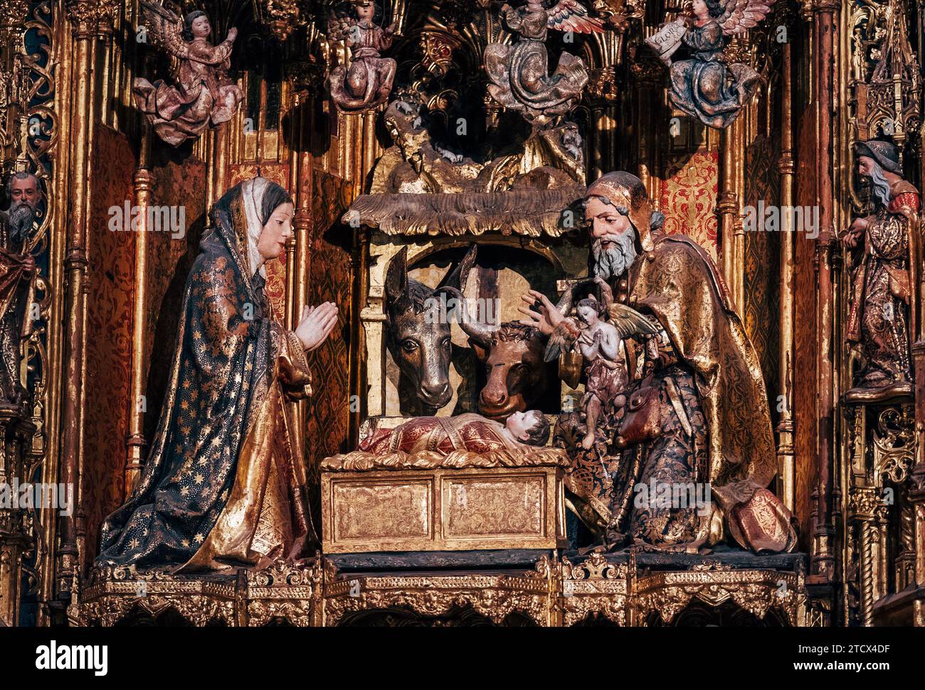 Nativity of Jesus - the famous scene from the Holy Bible. Saint Joseph ...