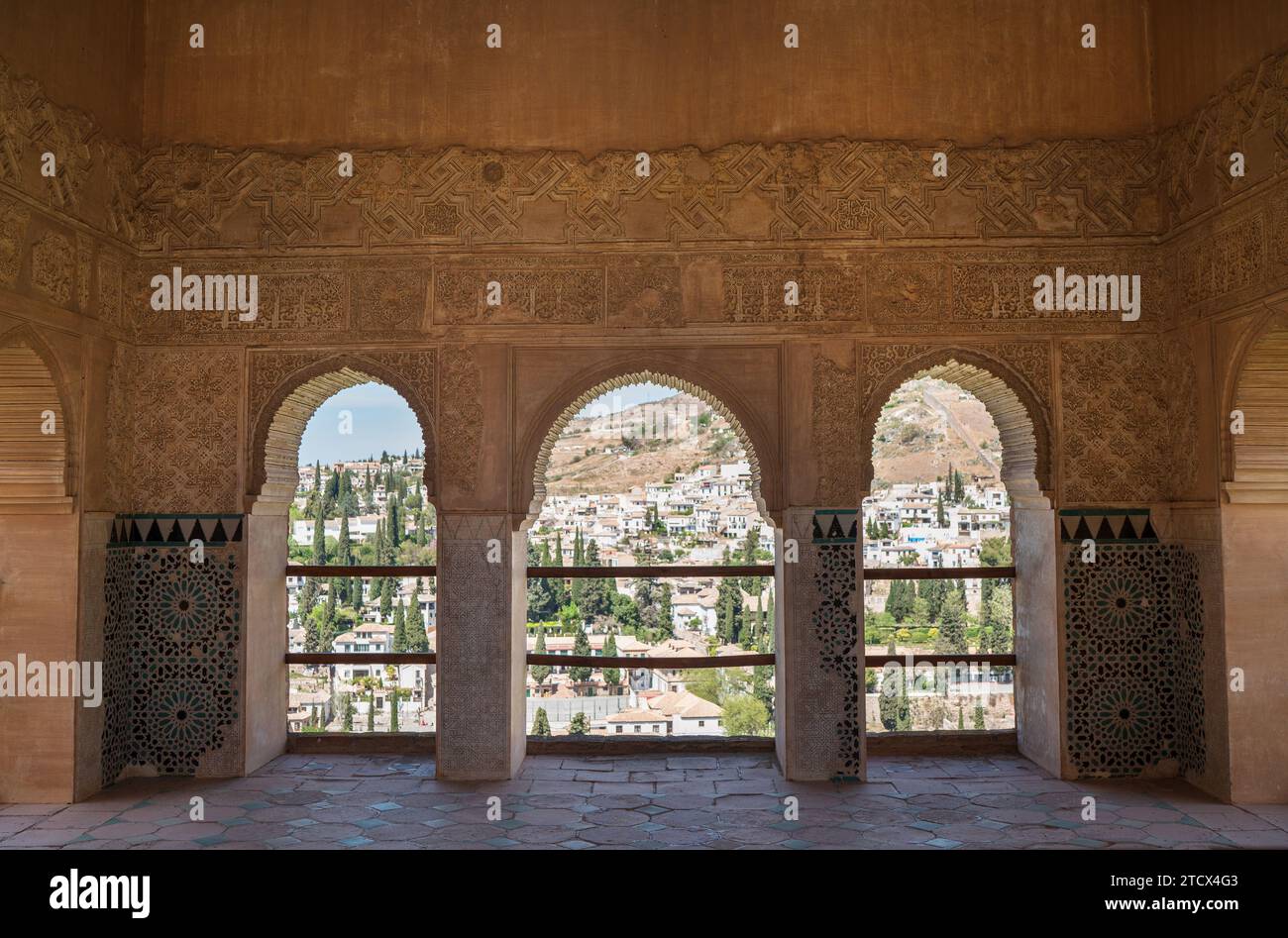 Beautyfull stucco walls decoration with arches in Mexuar section in ...