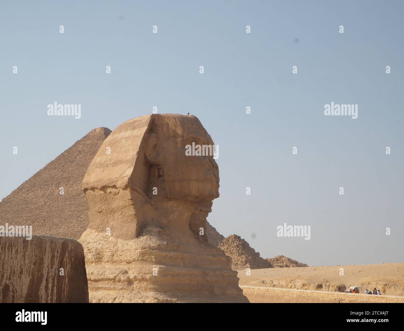 The Sphinx with pyramids in the background Stock Photo - Alamy