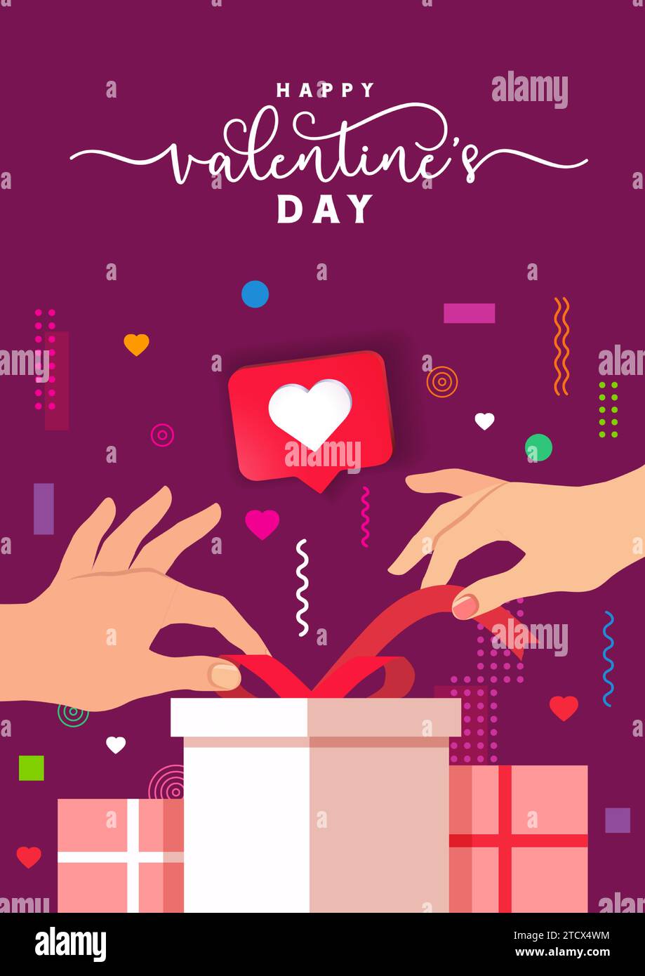 Hands and gifts Valentines Day holiday concept. Hands of lovers ...