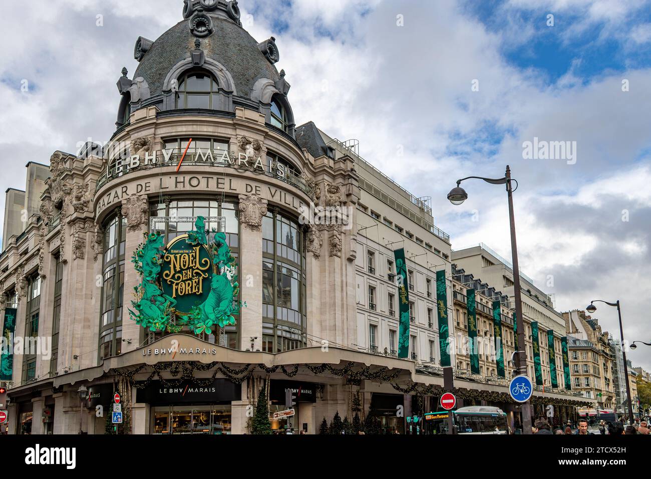 The exterior of BHV department store on Rue de Rivoli in The Marais ...