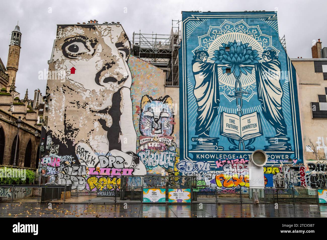 Street art at Place Igor Stravinsky next to the Pompidou Centre in ...