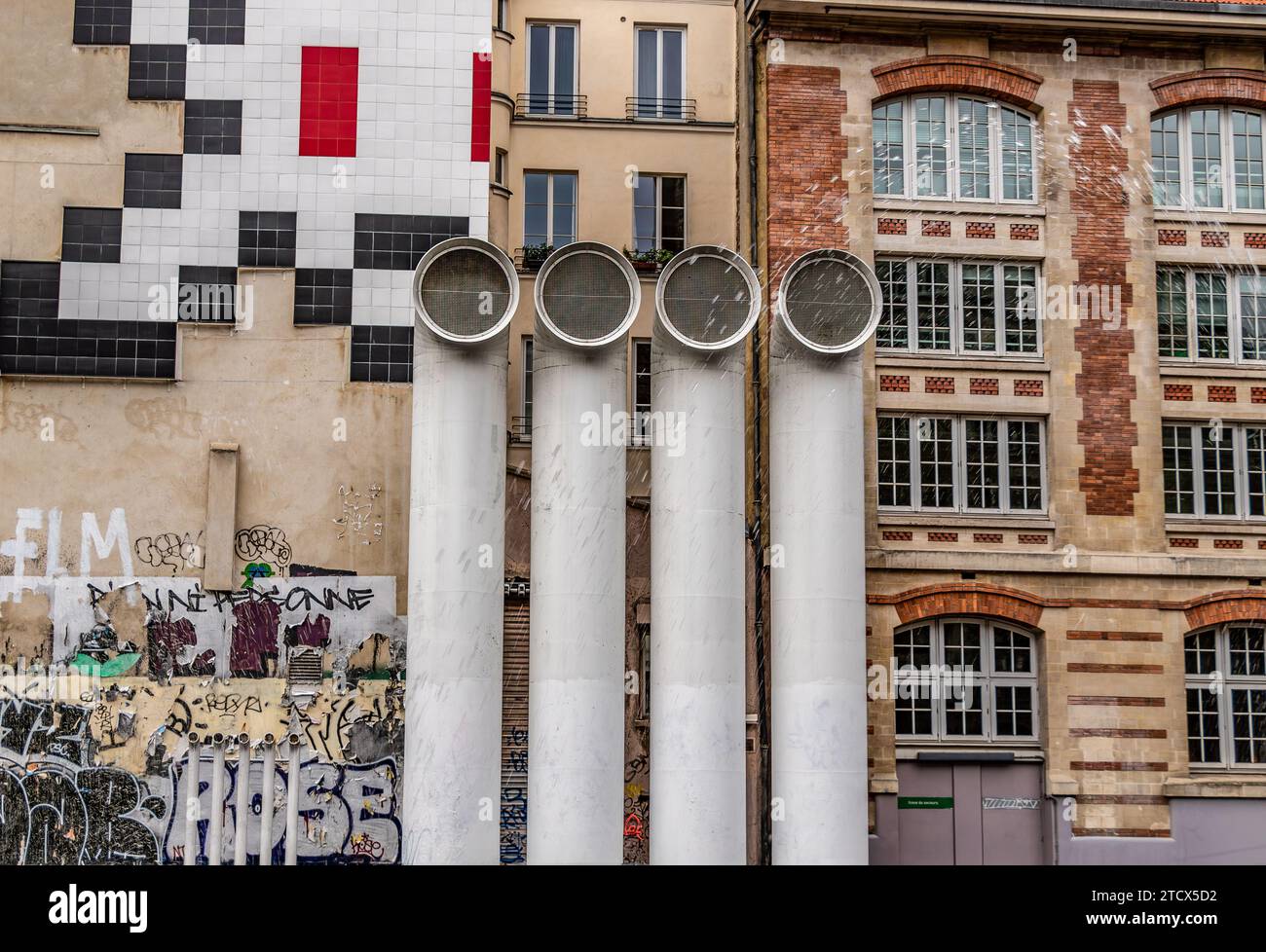 Air conditioning funnels a the centre Pompidou in Paris,France Stock ...