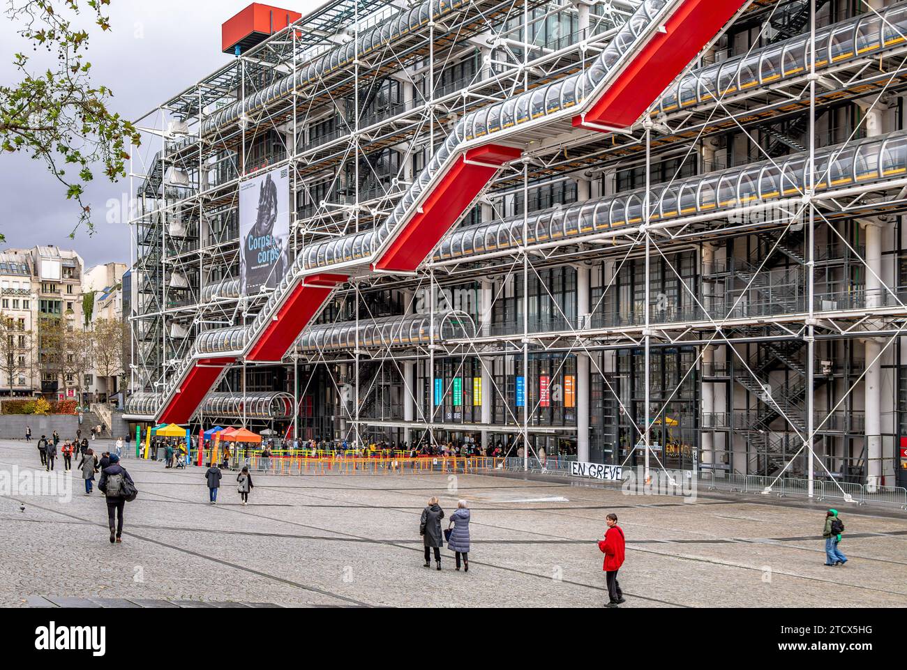 The exterior of Centre Pompidou an an icon of 20th century architecture ...