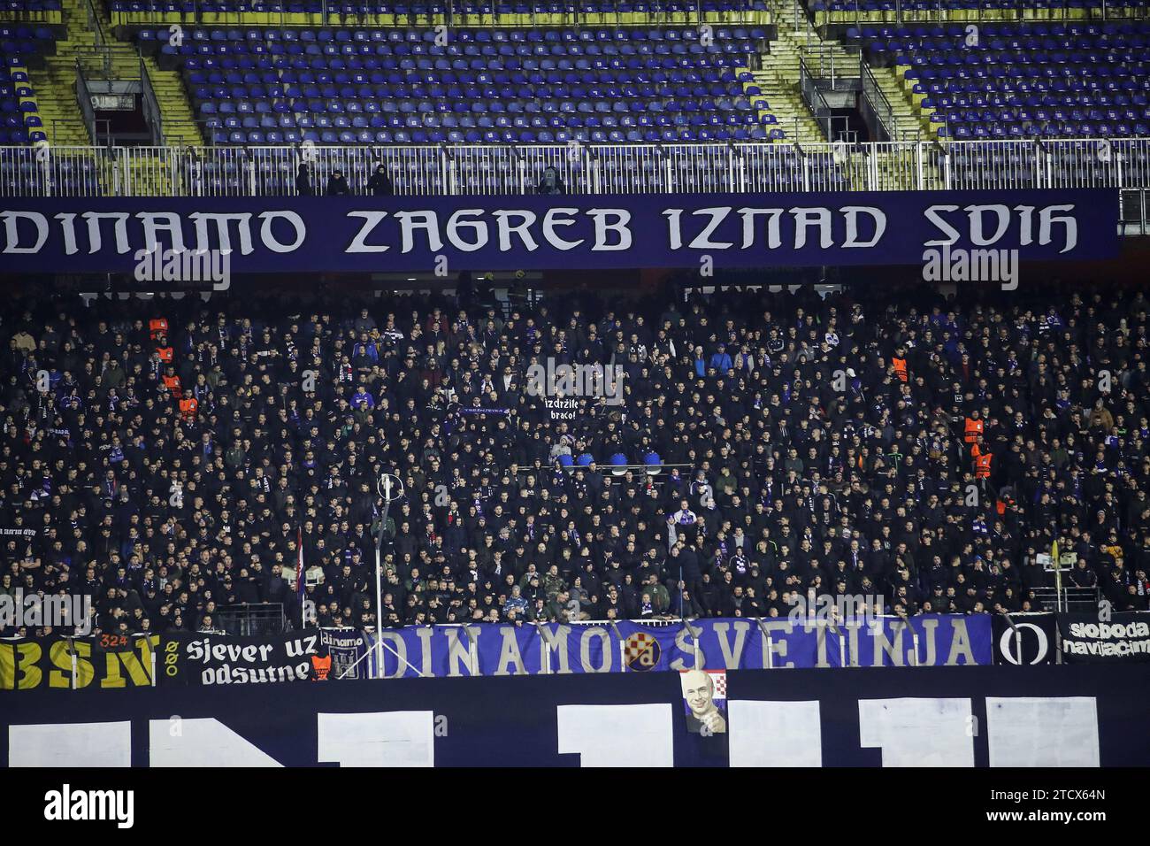Zagreb, Croatia. 14th Dec, 2023. ZAGREB, CROATIA - DECEMBER 14: Fans of ...