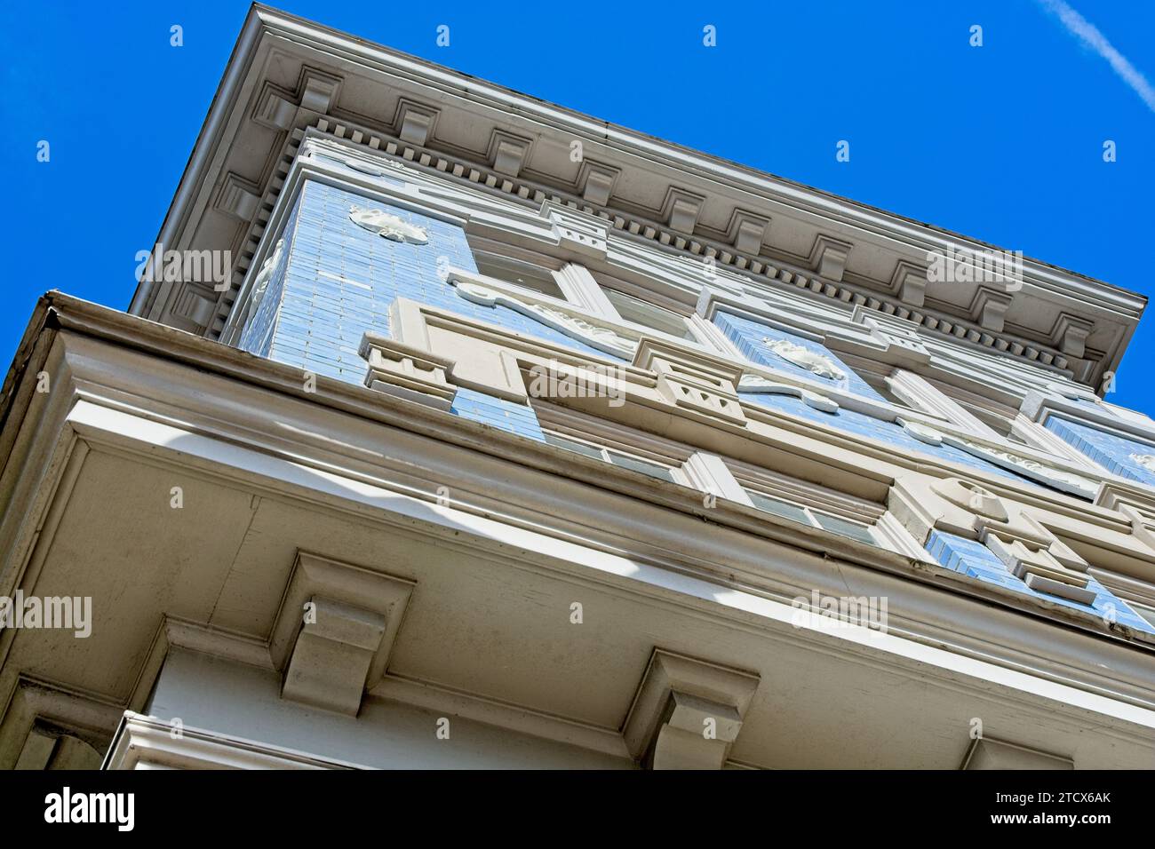 Ornate 1913 blue glazed brick commercial building, former Bluestein ...