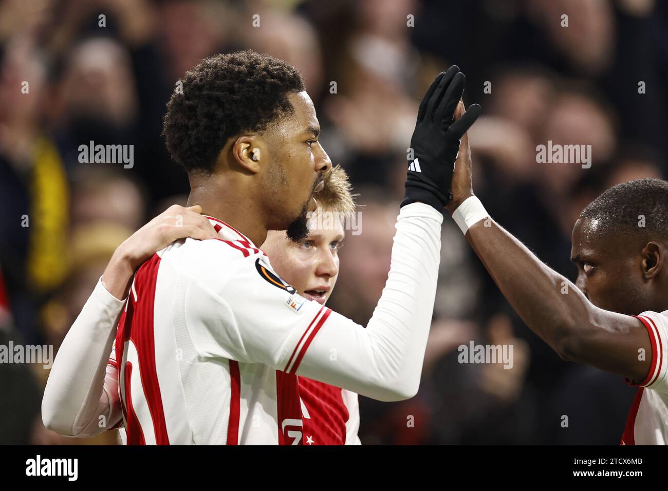 AMSTERDAM - (l-r) Kristian Hlynsson of Ajax, Chuba Akpom of Ajax ...