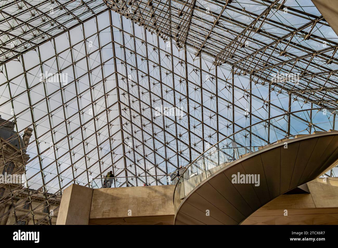 View from inside the Louvre museum with the glass and steel pyramid ...