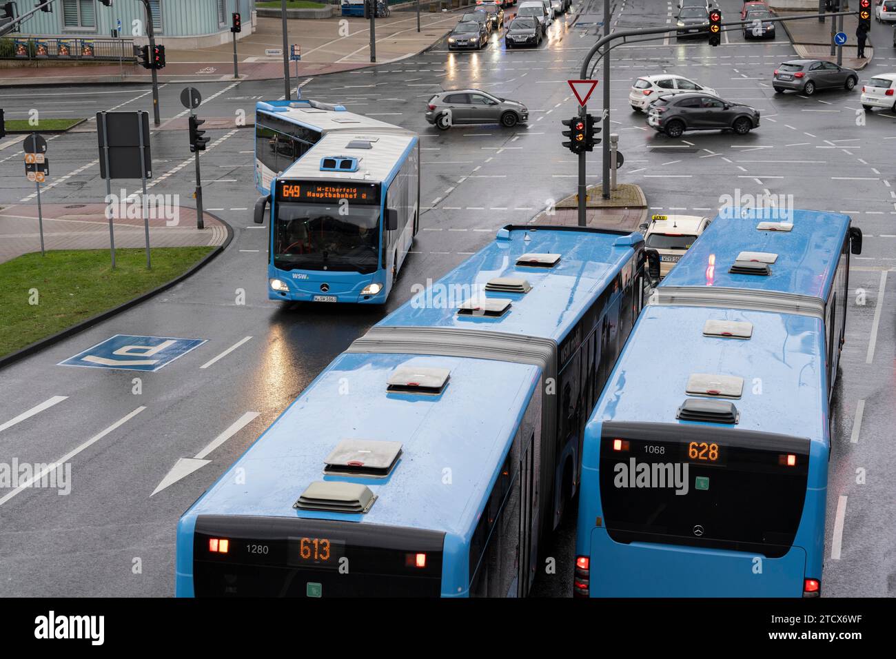 WSW buses at the central bus station, WSW buses, at the main railway station, Wuppertal, NRW ...