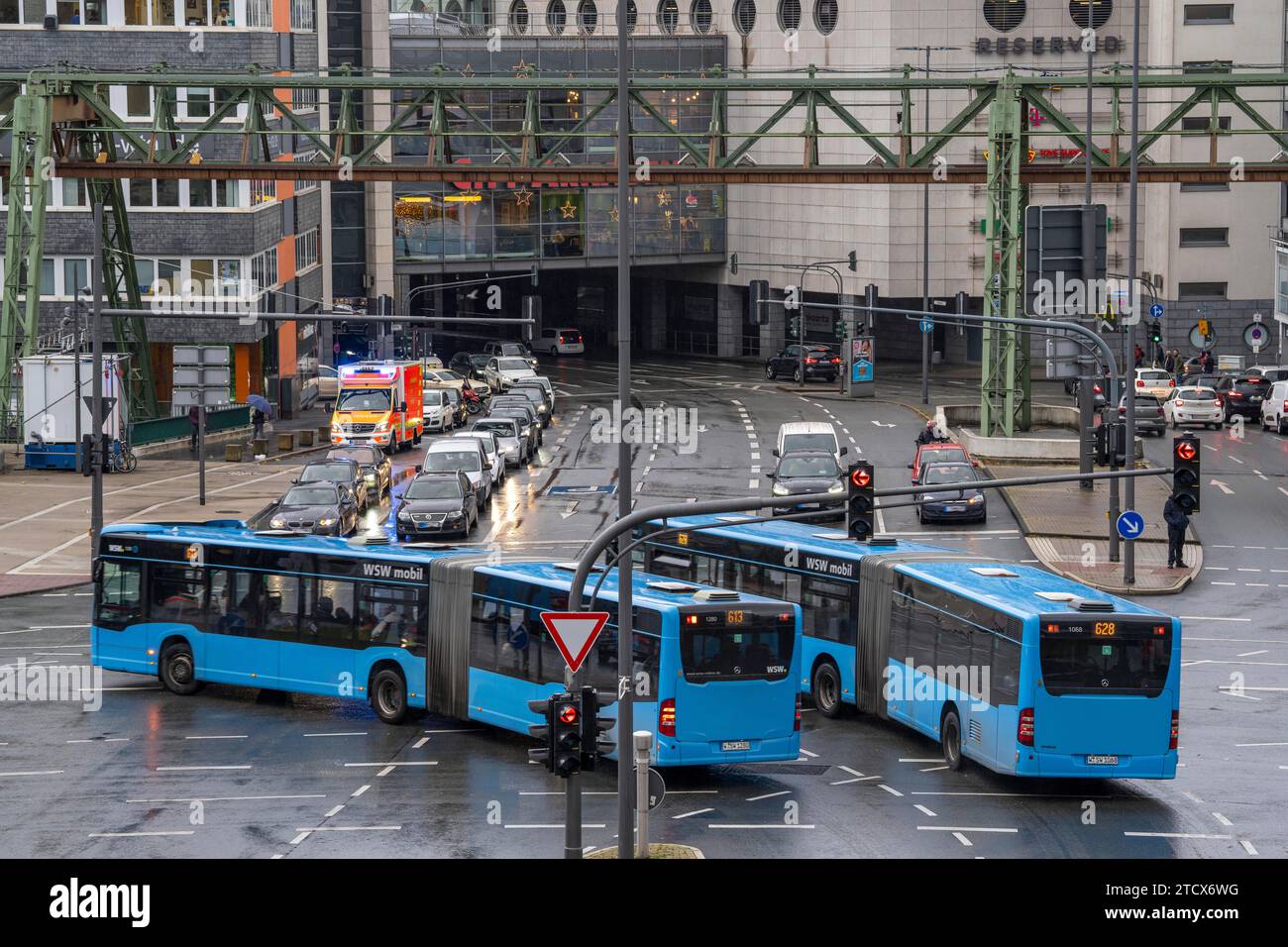 WSW buses at the central bus station, WSW buses, at the main railway station, Wuppertal, NRW ...