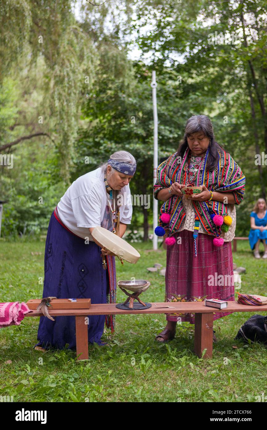 Elders from Indigenous communities participate in a celebration of ...