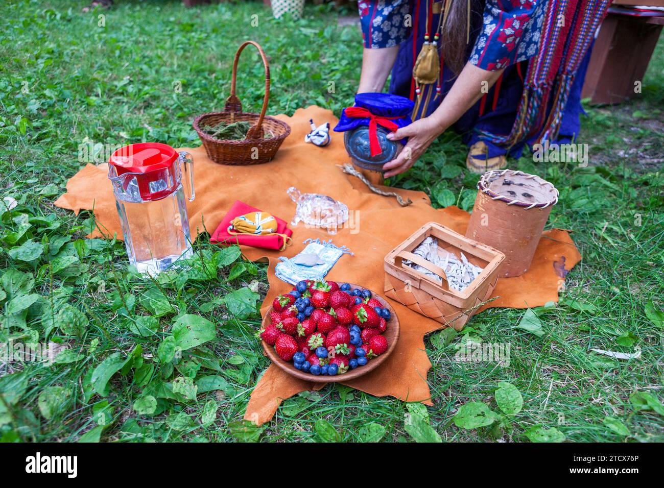 Symbolic Indigenous offerings offered during a celebration of National ...