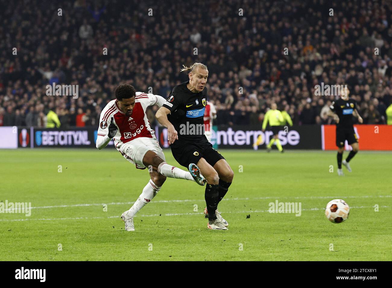 AMSTERDAM - (l-r) Chuba Akpom of Ajax, Domagoj Vida of AEK Athens ...