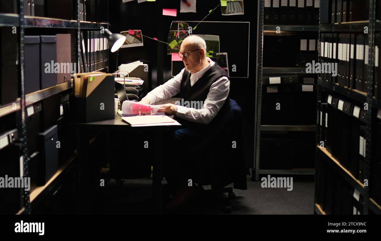 Law agent works on secret mission, private inspector examining ...