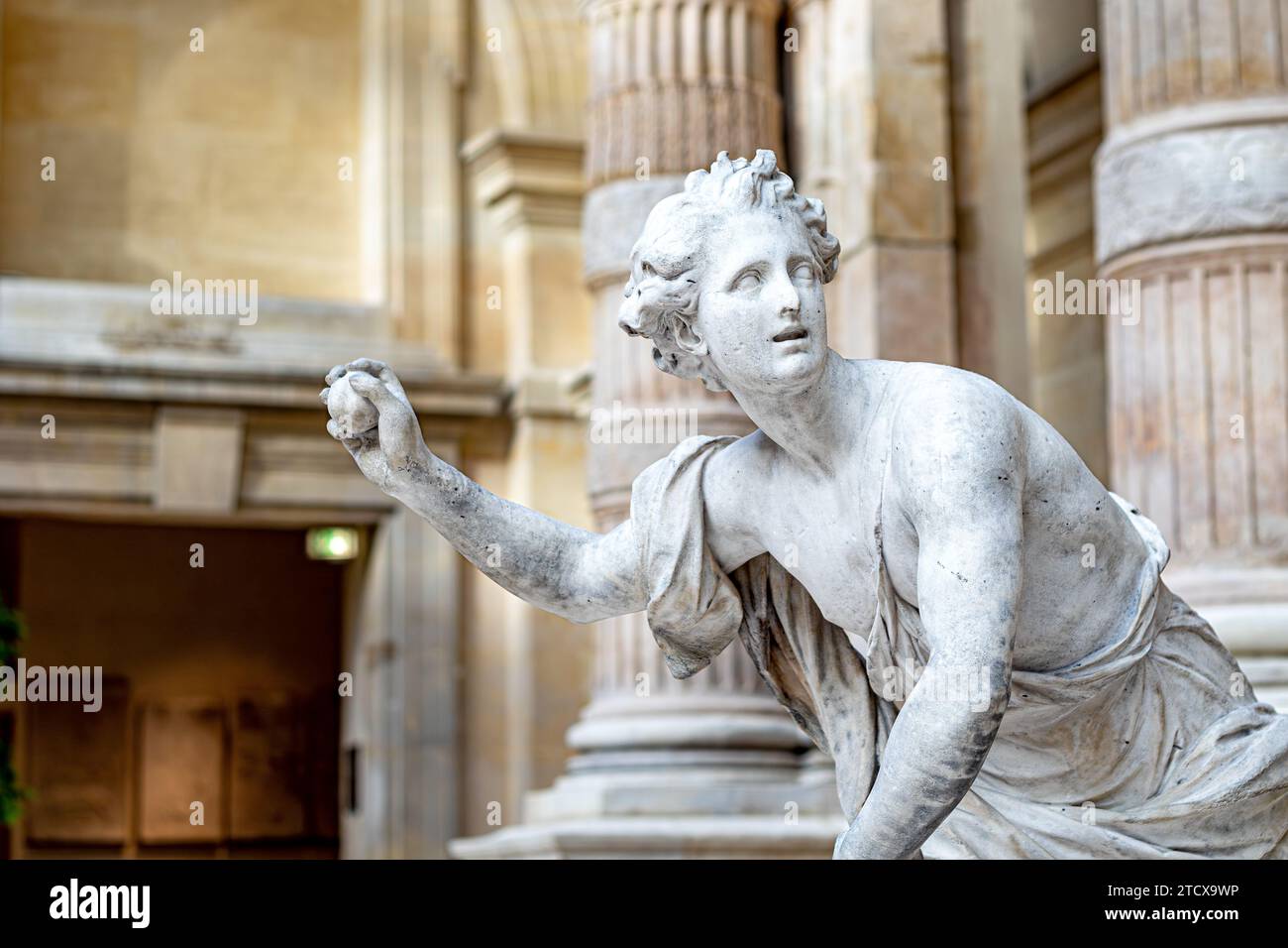 Sculptures in the glass-roofed courtyard known as Cour Marly in the ...