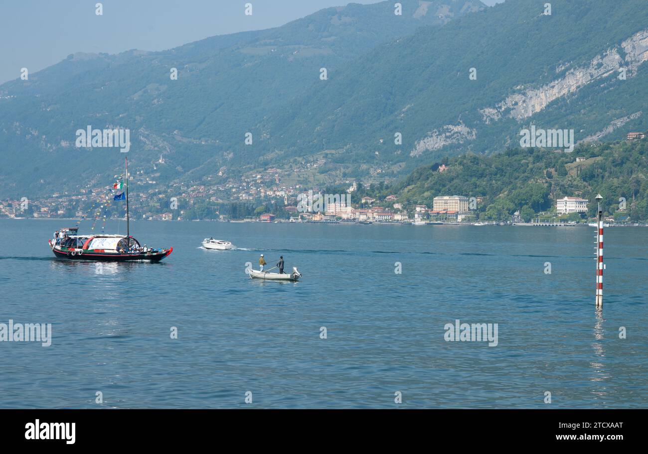 Lake Como views to surrounding mountains in Italy Stock Photo - Alamy