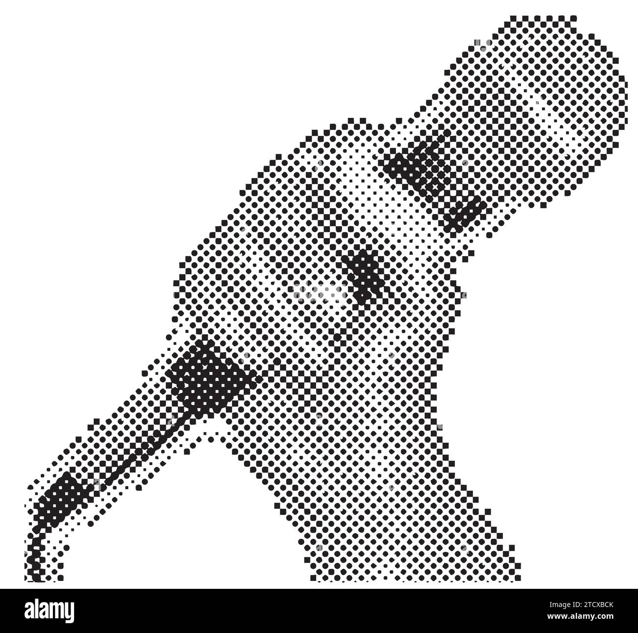 Hands holding microphone. Trendy halftone style. Collage design in ...