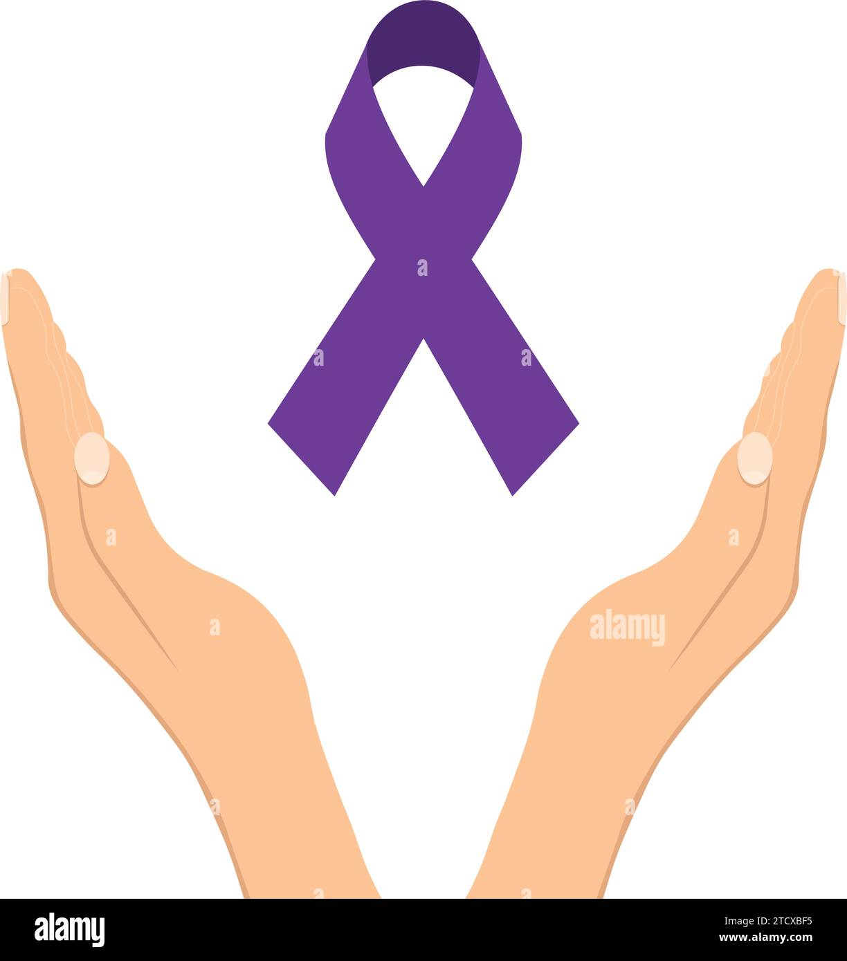 Female hands showing purple awareness ribbon. Awareness month and World ...